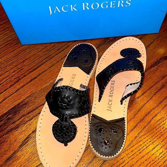 Jack Rogers | Shoes | Jack Rodgers Black Flat Sandals | Poshmark